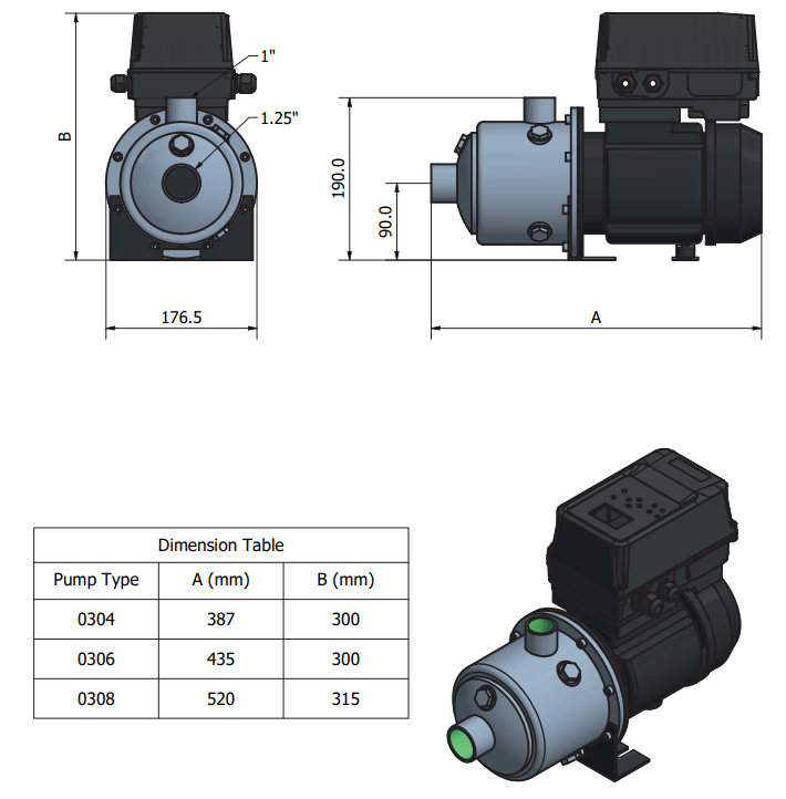 Stuart Turner Aquaboost IBolt 0308 Horinzontal Multistage Booster Pump 240v